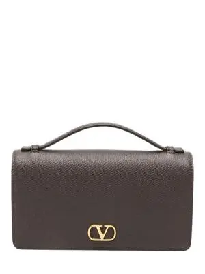 Valentino Garavani Leather Vlogo Signature Clutch Bag - Brown