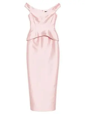 Solace London Off-shoulder Peplum Maxi Dress - Pink