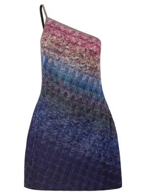 MISSONI One-shoulder Metallic Crochet-knit Mini Dress