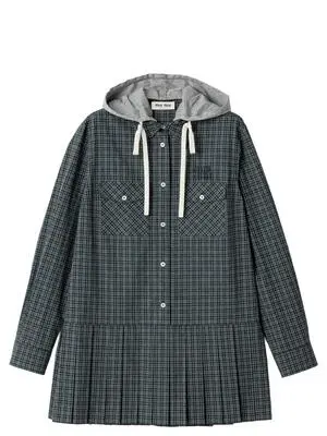 Miu Miu Checked Flannel Dress - Blue/bottle