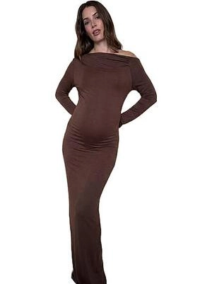 Victoria's Secret Bumpsuit Soft Rib Ruched Maxi Dress - Brown