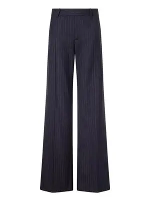 NILI LOTAN Bethany Pinstriped Wool-blend Pants - Blue