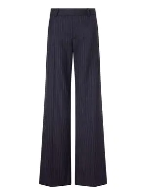 NILI LOTAN Bethany Straight-leg Wool-blend Pants - Navy