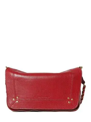 Jérôme Dreyfuss Bobi Grained Leather Crossbody Bag With Removable Chain Strap - Red