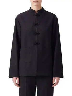 RÓHE Short Single-breasted Coat In Virgin Wool And Mohair With Toggle Closure Black