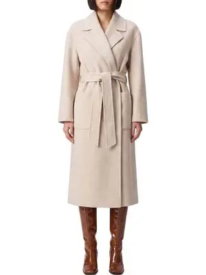 Fabiana Filippi Fabiana Filippi Long Belted Robe Coat In Merino Wool Natural