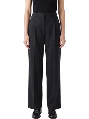 Our Legacy High-waisted Wool Trousers With Wide-leg Cut - Black