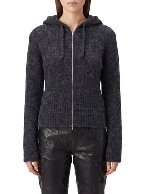 Our Legacy Slim Fit Alpaca Wool Knit Jumper With Zip And Hood - Black