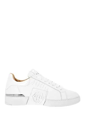 PHILIPP PLEIN Low-top Hexagon Sneakers In Smooth Leather With Tone-on-tone Rubber Logo