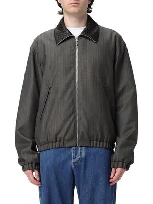 Bottega Veneta Bottega Veneta Wool And Mohair Blend Bomber Jacket With Leather Collar Grey