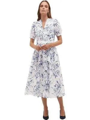 HOBBS LONDON Annabella Floral Print Midi Dress - Ivorymidnight