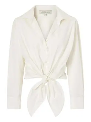 ANDRES OTALORA ANDRES OTALORA White Cotton Poplin Button-Down Blouse Ivory
