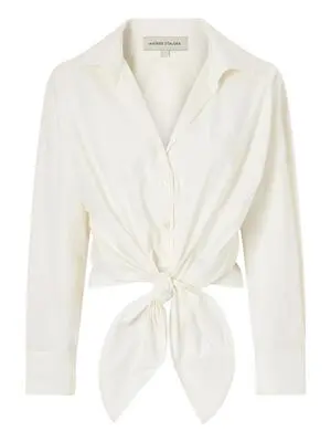 ANDRES OTALORA White Cotton Poplin Button-down Blouse - Neutrals
