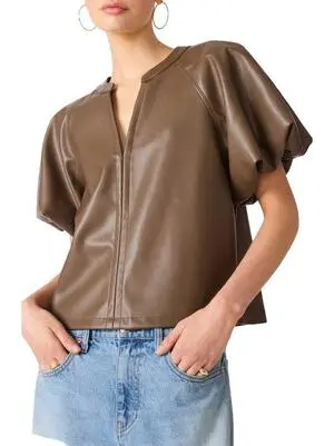 Steve Madden Cecila Faux Leather Top - Coco