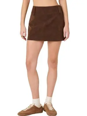 Astr The Label Arielle Faux Leather Skort - Brown