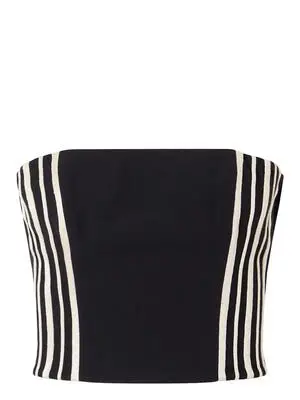 ANDRES OTALORA Strapless Striped Embroidered Twill Cropped Top - Black