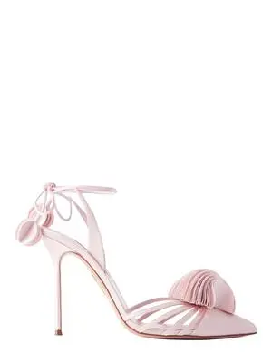 AQUAZZURA Wild Bloom Embellished Satin Pumps - Pink