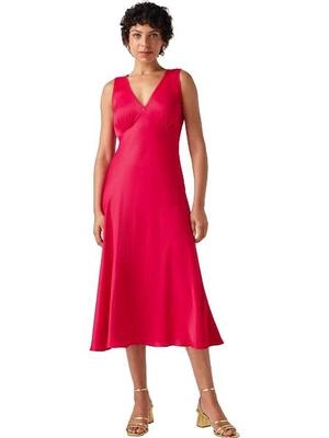 GHOST LONDON Alessia Picot V-neck Midi Dress - Red
