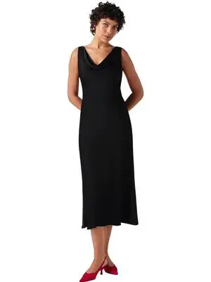 GHOST LONDON Arya Cowl Neck Midi Dress - Black