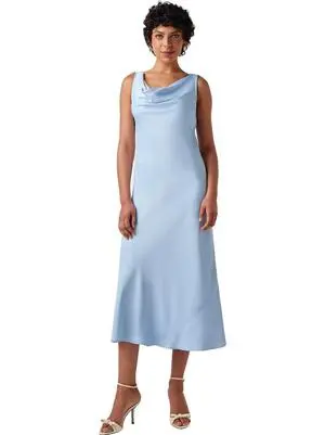 GHOST LONDON Arya Cowl Neck Midi Dress - Light Blue
