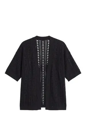 BRODIE CASHMERE Open Stitch Kimono - Black Black