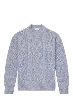 PIACENZA CASHMERE 1733 Cable-knit Alpaca And Wool-blend Sweater - Blue