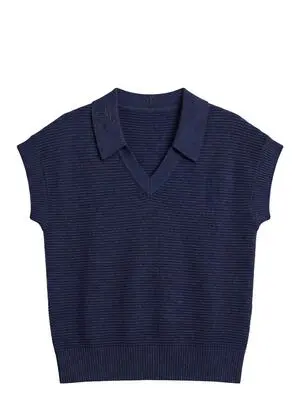 BRODIE CASHMERE Rippled V-neck Vest - Blue