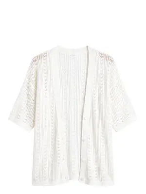 BRODIE CASHMERE Open Stitch Kimono - White White