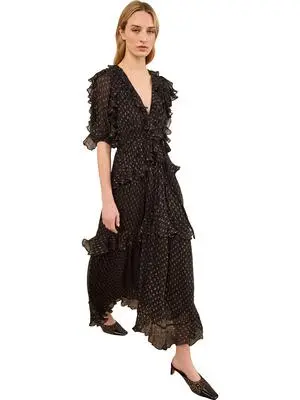 Ulla Johnson Tida Short Sleeve Silk Dress - Noir