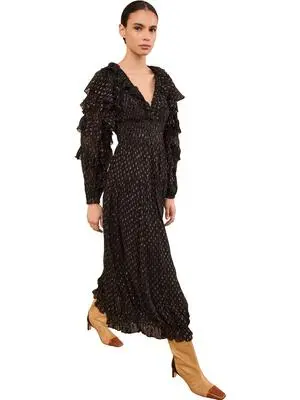 Ulla Johnson Ardis Long Sleeve Silk Dress - Noir