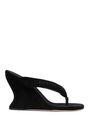 BALENCIAGA Velvet Geata Wedge Thong Sandal