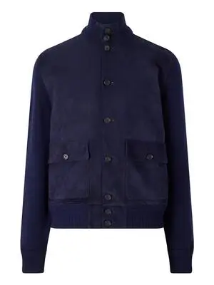 Ralph Lauren Purple Label Suede And Cashmere Jacket - Blue