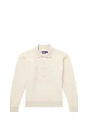 Ralph Lauren Purple Label Logo-embroidered Cotton-jersey Polo Sweatshirt - Neutrals