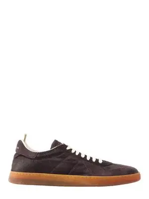 Officine Creative Suede-trimmed Calf Hair Sneakers - Burgundy