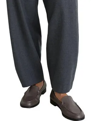 REISS Renee Leather Apron-toe Loafers - Grey