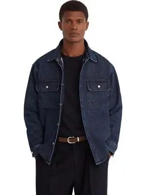 REISS Kravitz Twin-pocket Rigid-denim Jacket - Dark Blue