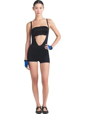 SKIMS Suspender 2.5" One Piece | Black | Small | Nike Satin Shine - Obsidian