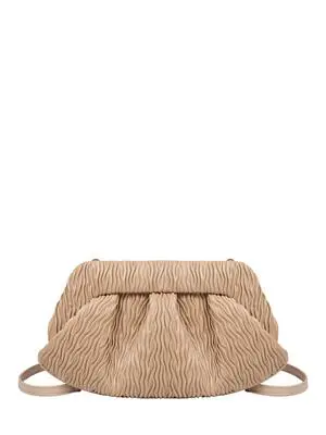 THEMOIRE Bios" Twisted Clutch In Apple Leather - Beige