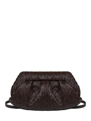 THEMOIRE Clutch "bios" In Fibra Di Mela Arricciata Brown