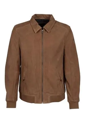 Mauritius Nubuck Leather Bomber Jacket Talton - Brown