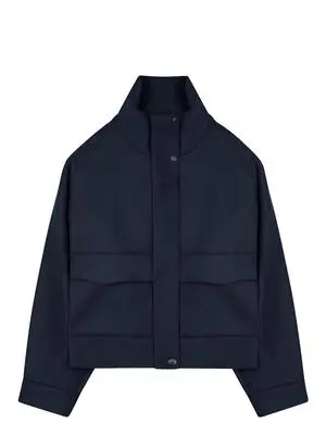 NINE:INTHE:MORNING Quilted Cropped Puffer Jacket - Blue