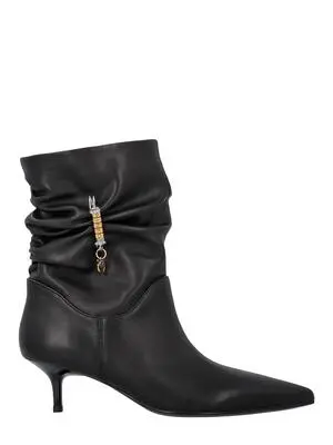 Pinko Ruched Pointed-toe Kitten Heel Ankle Boots - Black