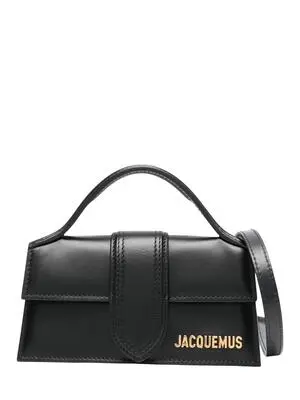 Jacquemus Leather Tote Handbag With Removable Shoulder Strap And Magnetic Flap Closure - Black
