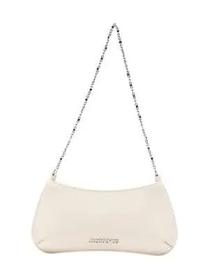 Jacquemus Shiny Leather Chain Handbag With Gold-tone Hardware And Zip Closure - Ivory