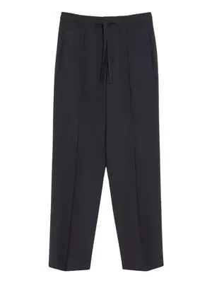 Valentino Garavani Wool & Mohair Blend Trousers With Embroidered Vlogo - Navy