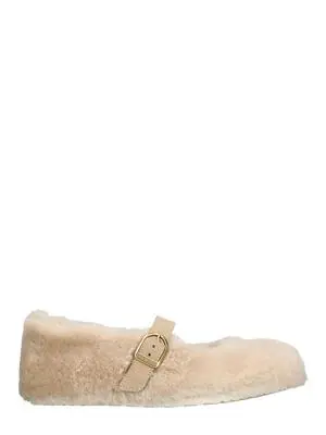 BIRKENSTOCK Shearling Santa Clarita Ballet Flats - Ivory