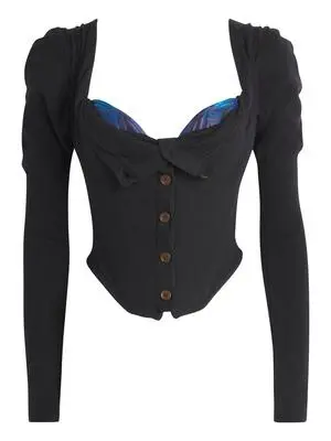 VIVIENNE WESTWOOD Cotton-cashmere Cropped Cardigan - Black