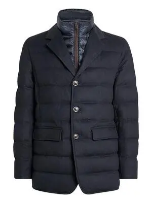 Herno Silk-cashmere Quilted Hybrid Jacket Navy