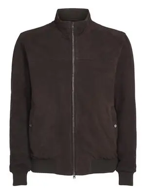 Herno Suede Bomber Jacket - Brown