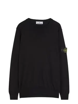 Stone Island Logo Cotton Sweatshirt - Black